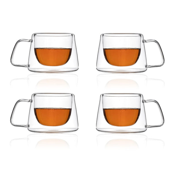 Double Wall Coniq Glass Mug (150 ml) (Pack of 4) – EZ Life