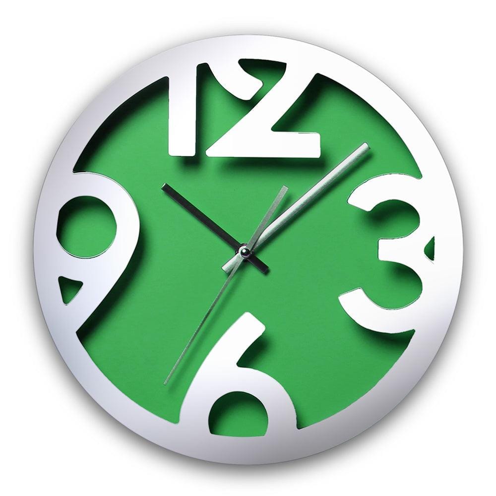 Alunimium Chunky Digits Wall Clock (Silver & Green) – EZ Life