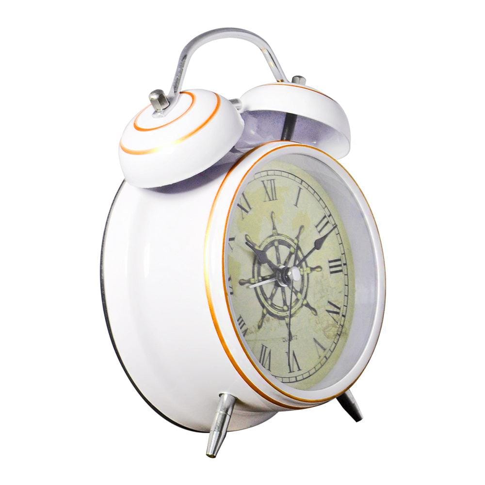 White & Gold Compass Desk Alarm Clock (Metal) – EZ Life