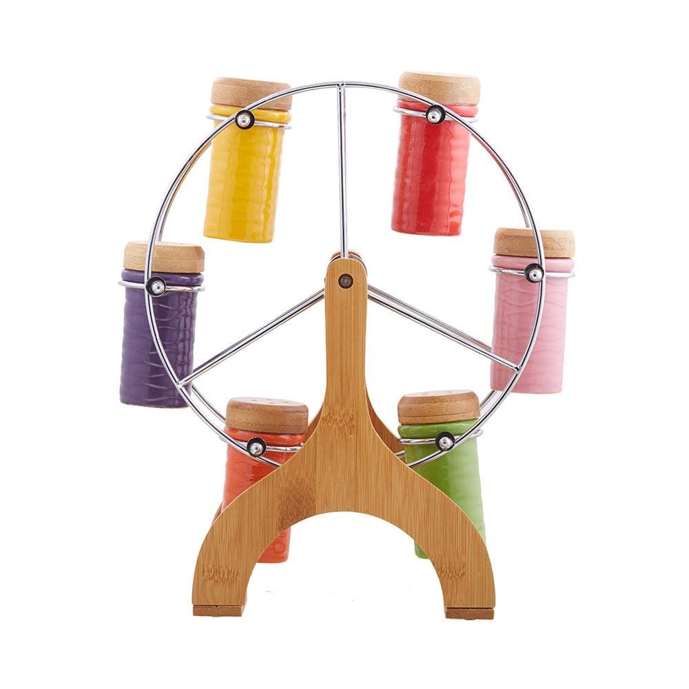 Ferris Wheel Spice Server with 6 Bottles Set (Ceramic & Steel) – EZ Life