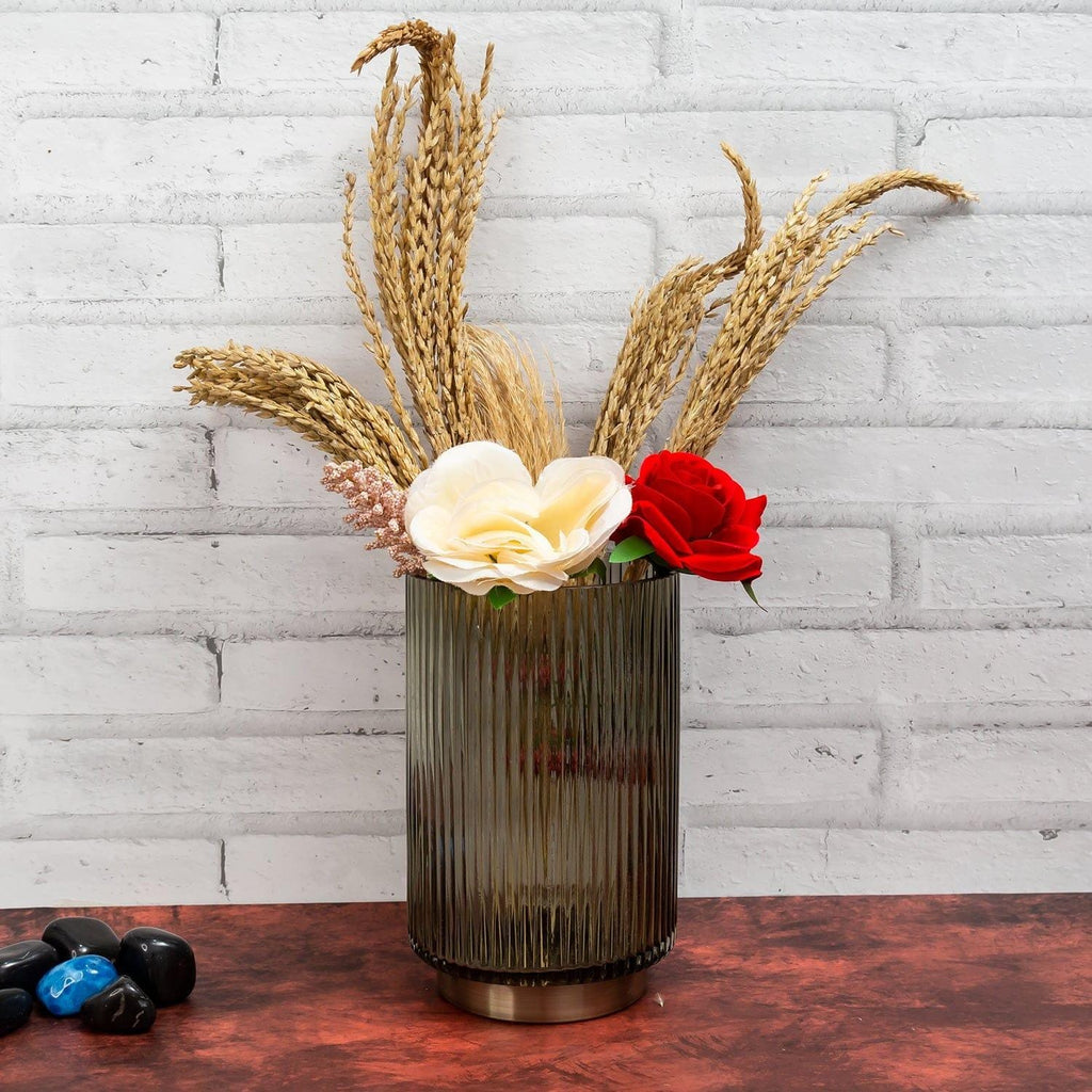 Gray Stripes Serrated Inverted Transparent Glass Vase – EZ Life