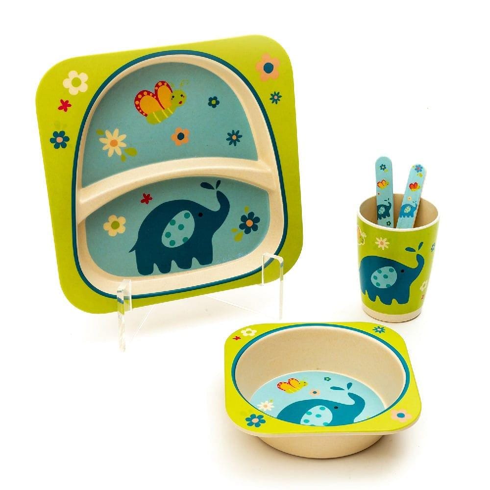 Kids 5 Piece Bamboo Fibre Eco-Friendly Meal Set - Easy Elephant (Multi ...