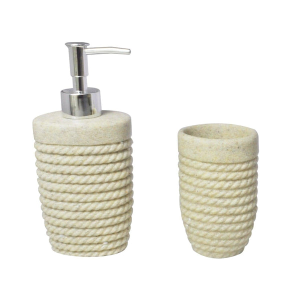 Ropes - Premium Cream Stoneware 4 Piece Bathroom Set – EZ Life