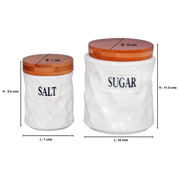 White Ceramic Pyramid 7 Jars and Wooden Tray Set – EZ Life