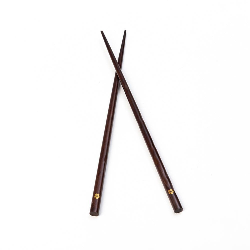 10 Pairs Dark Wood Rose Gold Star Inlay Chopsticks Set – EZ Life